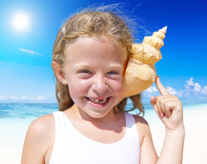 Little Girl Having Fun on a Beach Stock Photo - Image of beach ...