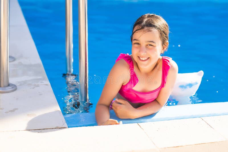Little Girl Having Fun in the Pool Stock Photo - Image of girl, child ...