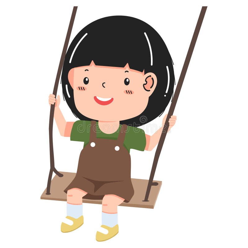 Little Girl Having Fun on Swing Stock Vector - Illustration of leisure ...