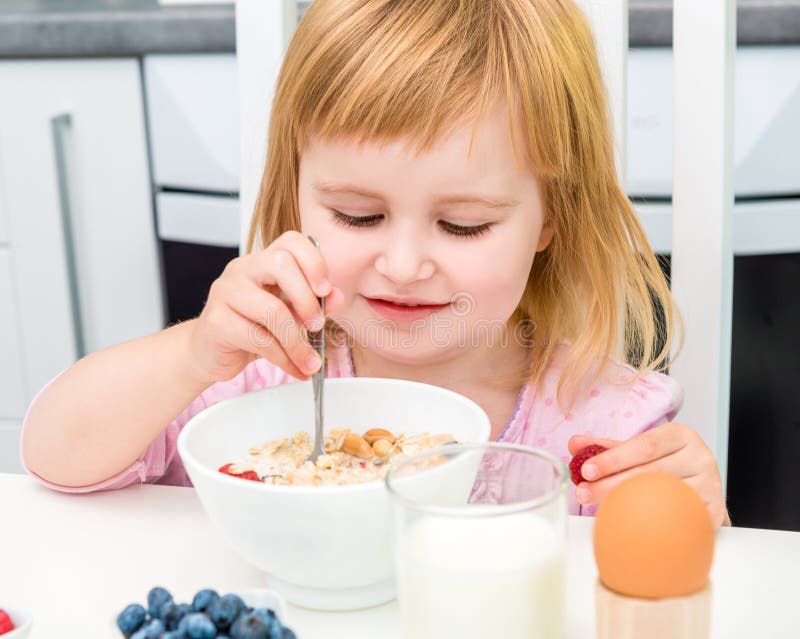 Little Girl Having Healthy Breakfast Stock Photo - Image of lifestyle ...