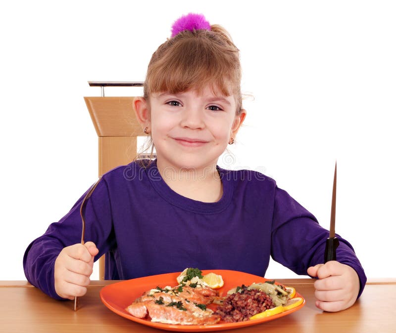 Little girl healthy eating stock image. Image of fork - 28914423