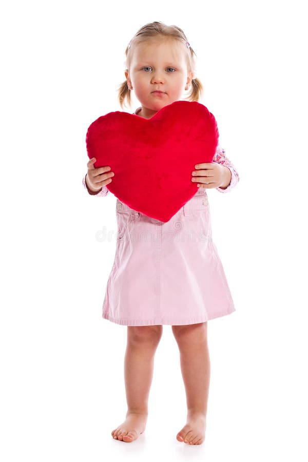 Little girl with heart stock photo. Image of lovely, happy - 29516198