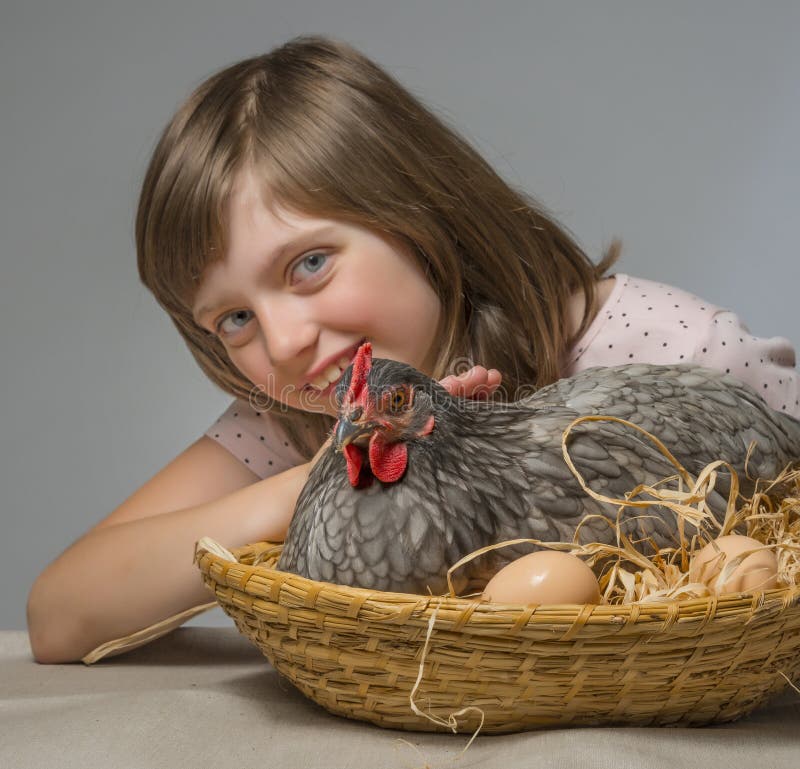 Little Girl with a Hen (chicken) Stock Image - Image of agriculture ...