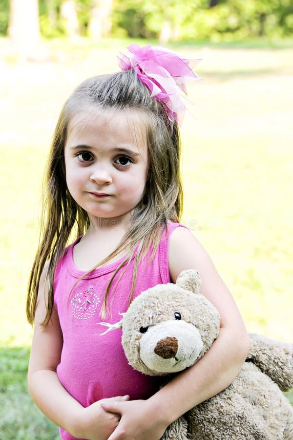 Little Girl with Her Best Friend Stock Photo - Image of brown, girl ...