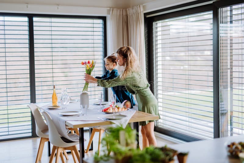 Little Girl with Her Mother Celebrating Spring. Stock Photo - Image of ...