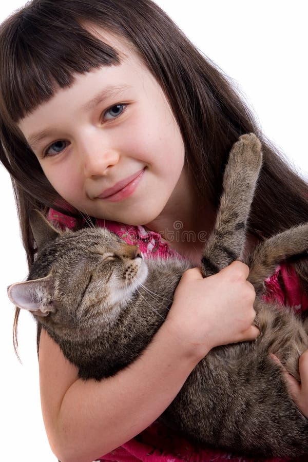 Little girl with her pet stock photo. Image of children - 2088600