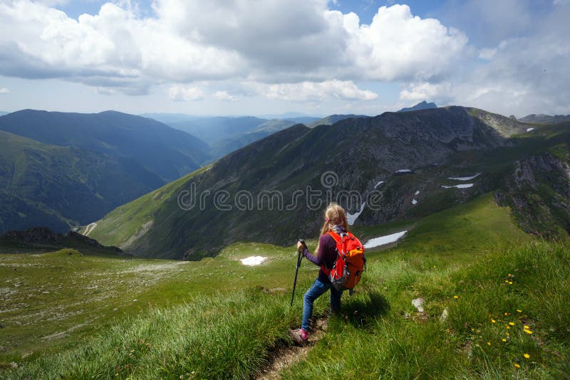 Little Girl Hiker on a Path Stock Image - Image of summer, girl: 217457353