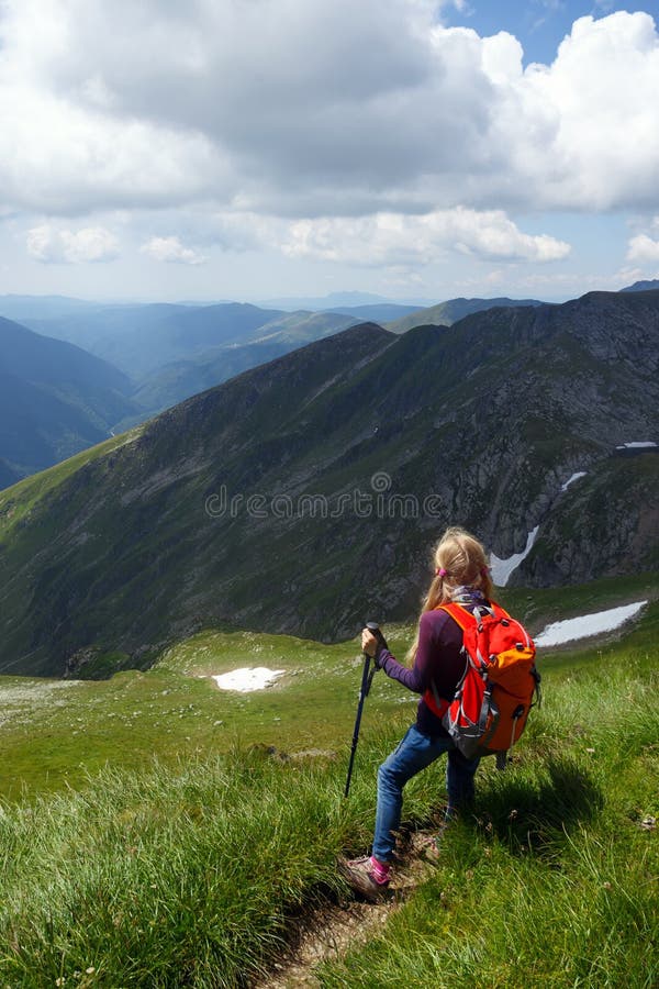 Little Girl Hiker on a Path Stock Image - Image of little, standing ...