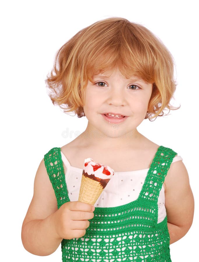 Little girl with ice cream stock image. Image of colorful - 14964721