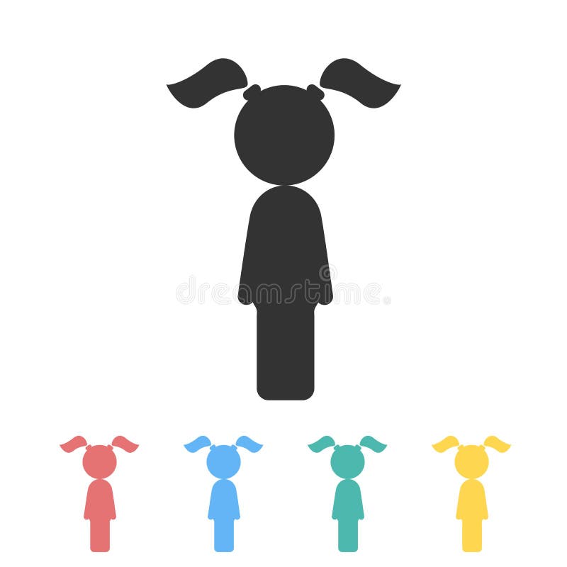 Little Girl Icon in Different Colors. Vector Image Stock Vector ...