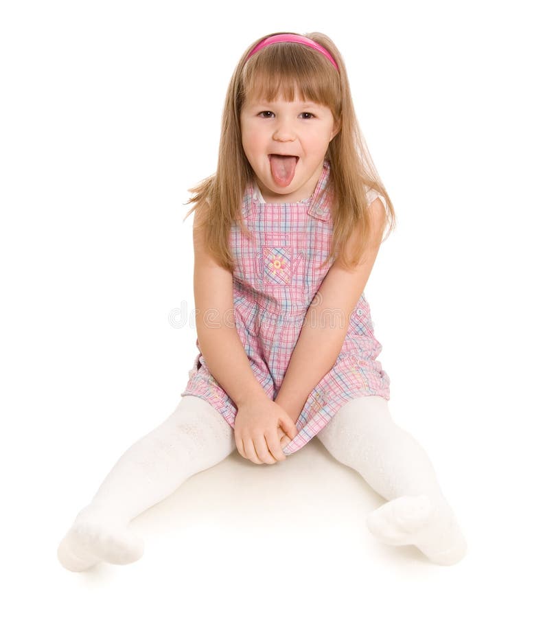 Little Girl Isolated on White Stock Photo - Image of isolated, child ...