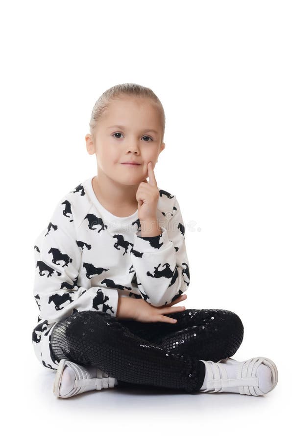 The Little Girl Isolated on White Background Stock Photo - Image of ...