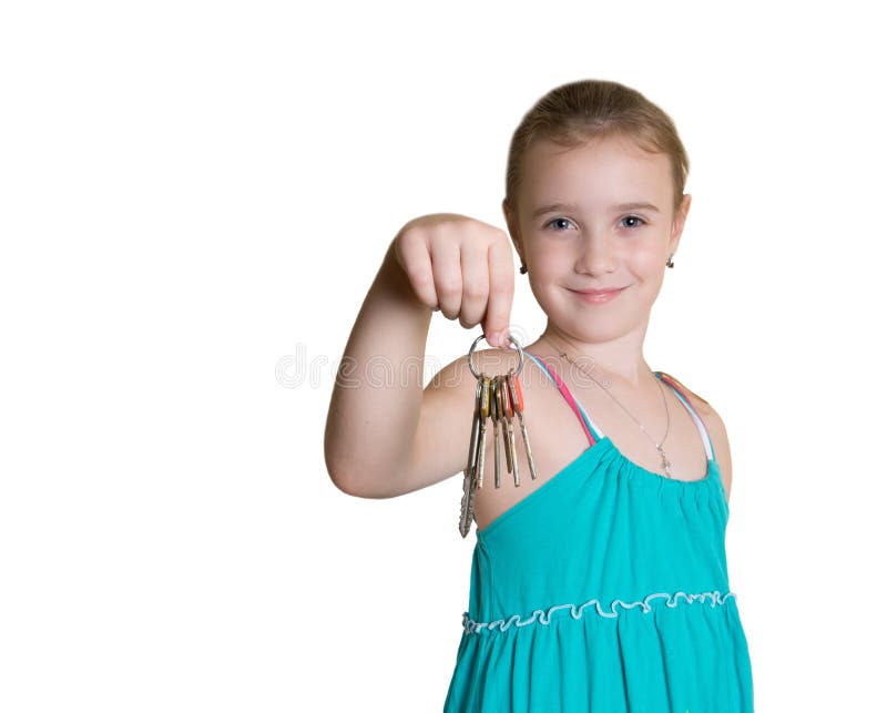 Little girl with keys stock image. Image of keys, eyes - 59325213