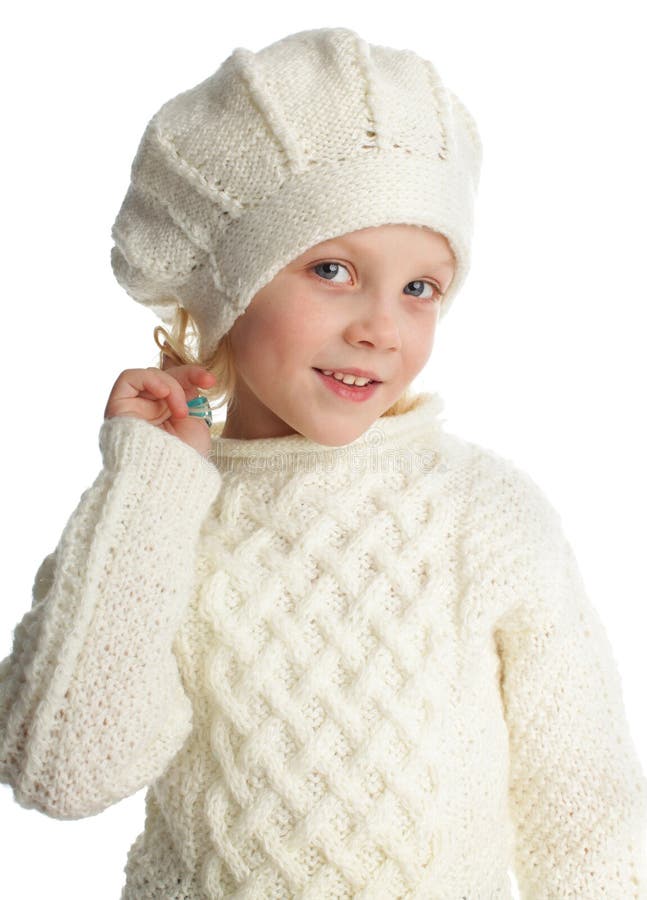 Little girl in knitted hat stock image. Image of sweater - 16810597
