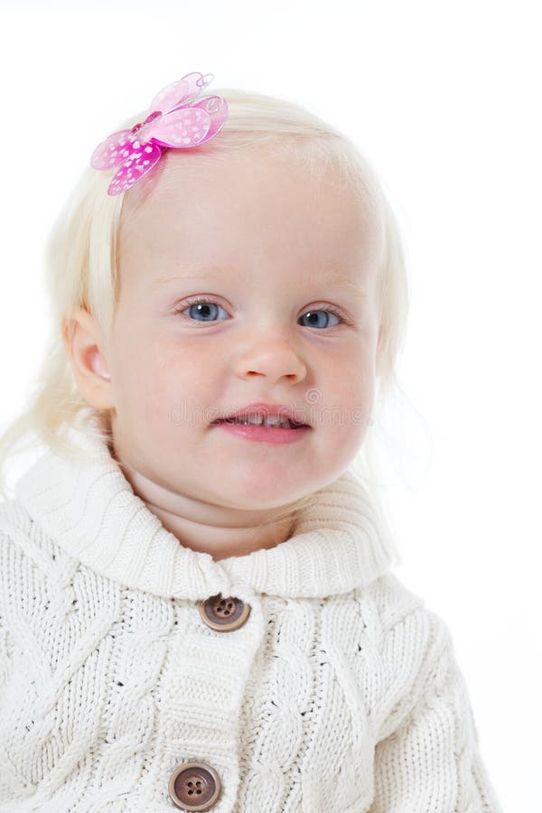 Little Girl in a Knitted Jacket Stock Image - Image of clothes, child ...