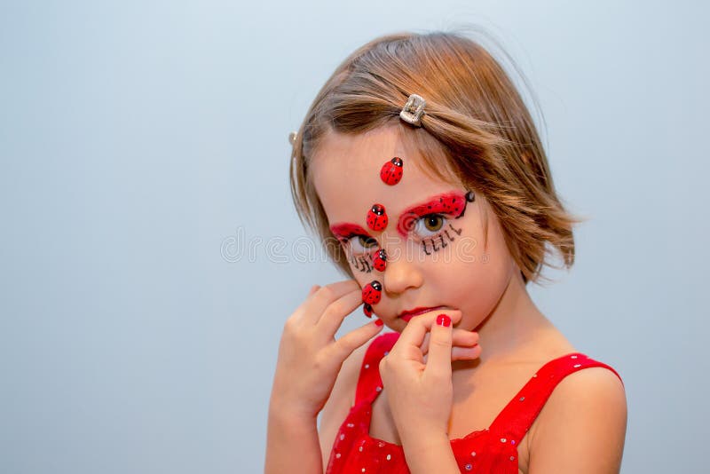Ladybug face painting stock image. Image of child, birthday - 42583845