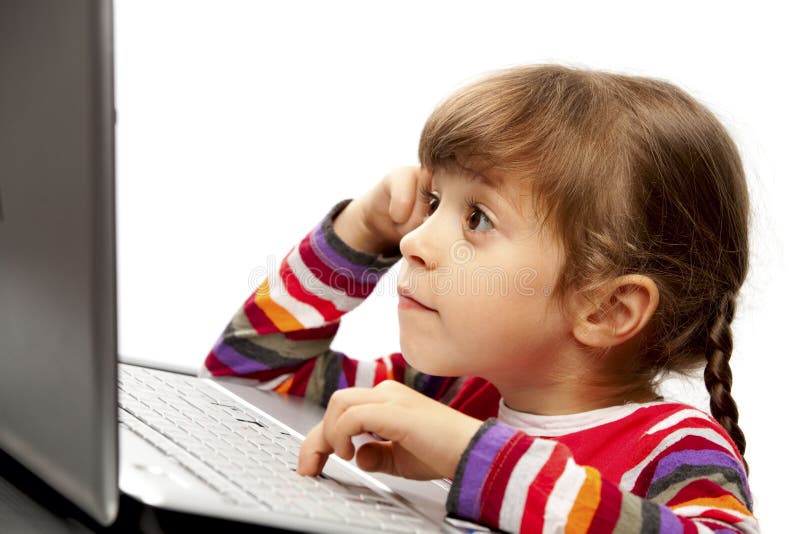 Little girl with a laptop stock image. Image of laptop - 16523193