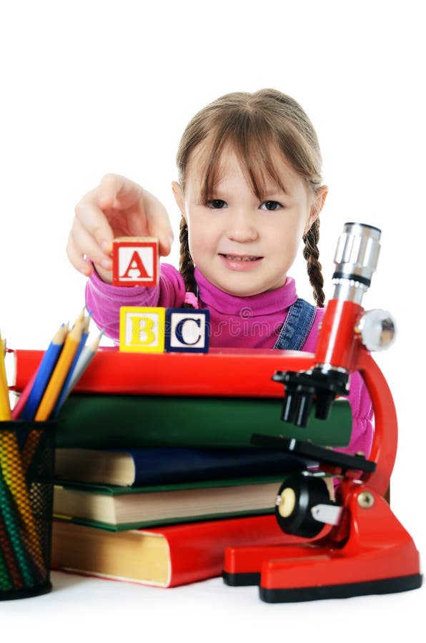 The little girl learn stock photo. Image of little, concentration ...