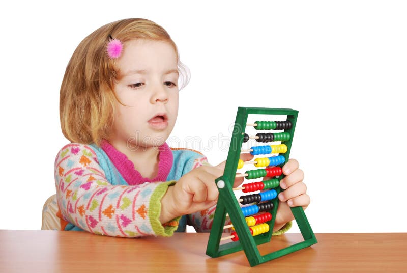 Little girl learn to count stock photo. Image of calculator - 16597750