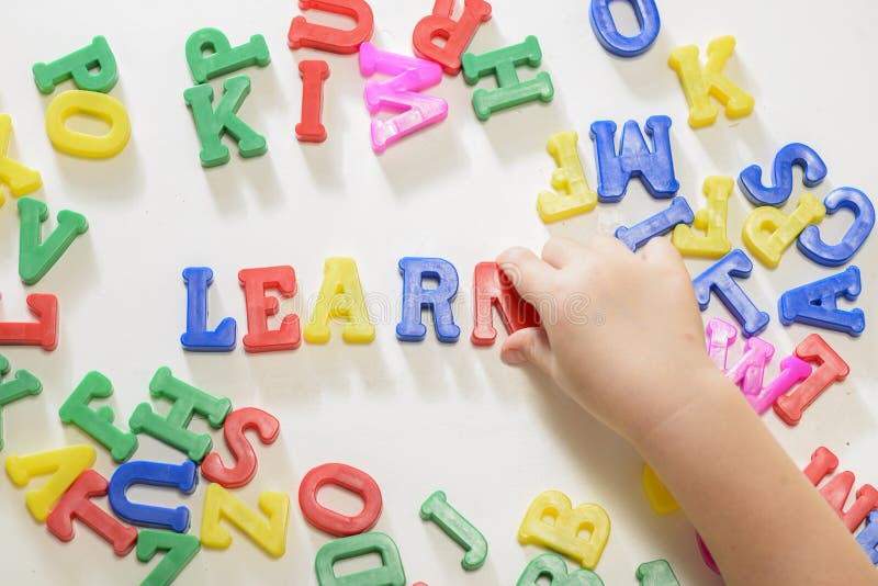 Little Girl Learning Alphabet Letters Stock Image - Image of letters ...