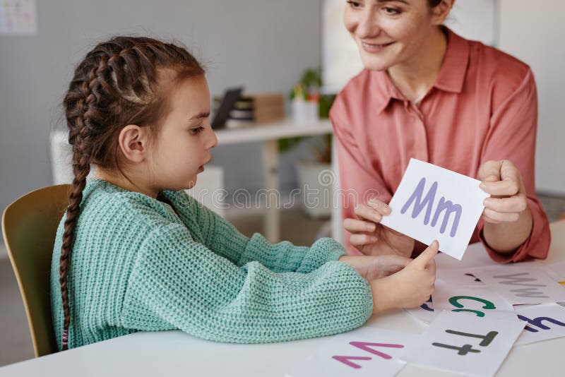 Little Girl Learning the English Alphabet Stock Image - Image of ...