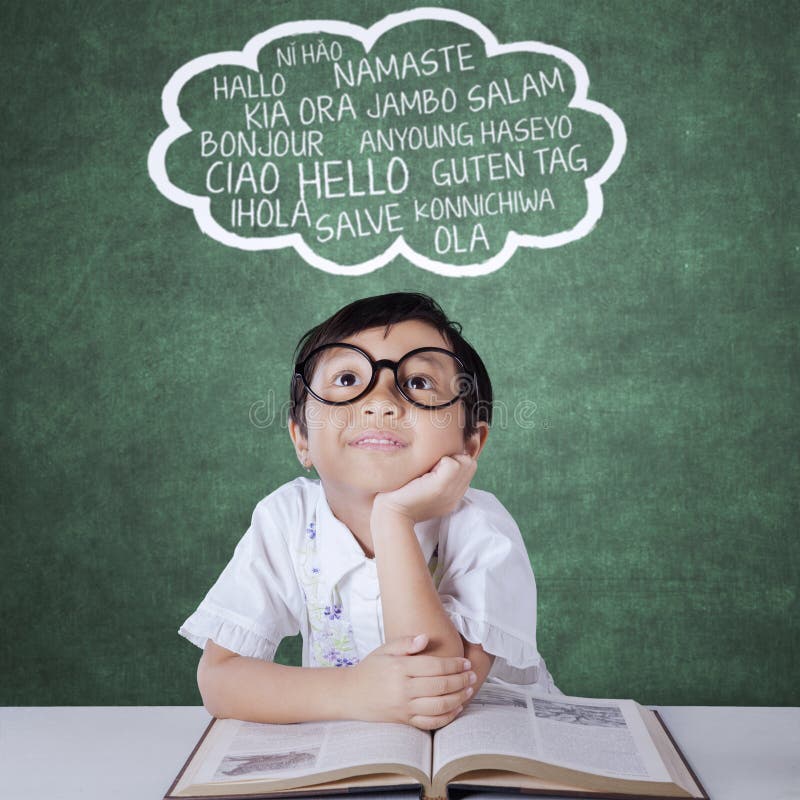 Little Girl Learning Multi Language Stock Image - Image of glasses ...