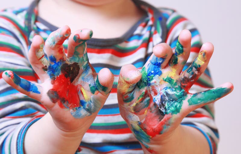 Little Girl Learning To Paint Child Development in Art Stock Photo ...