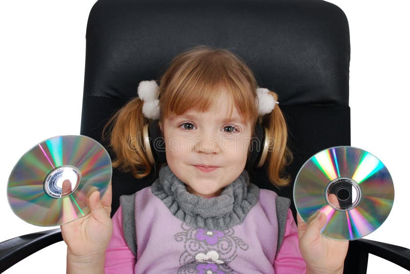 Little girl listen music stock photo. Image of enjoy - 12971954