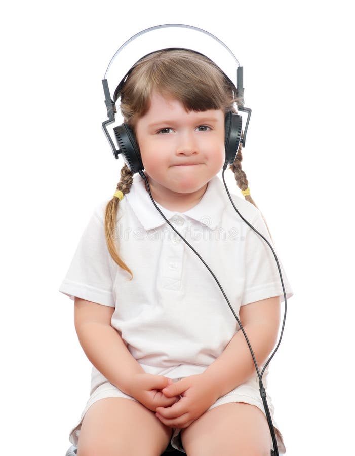 Little girl listens music stock photo. Image of childhood - 19738490