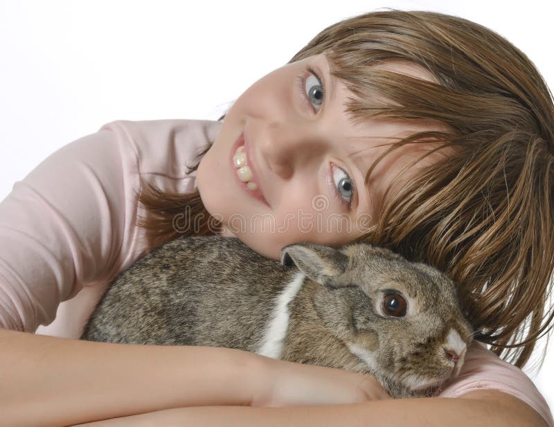 Girl with rabbit stock image. Image of charming, bunny - 16120729