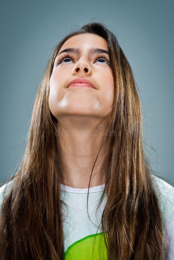 Little Girl Looking Up stock photo. Image of camera, human - 32079624