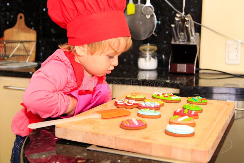 Little Girl Making Easter Cookies in Kitchen Stock Image - Image of ...