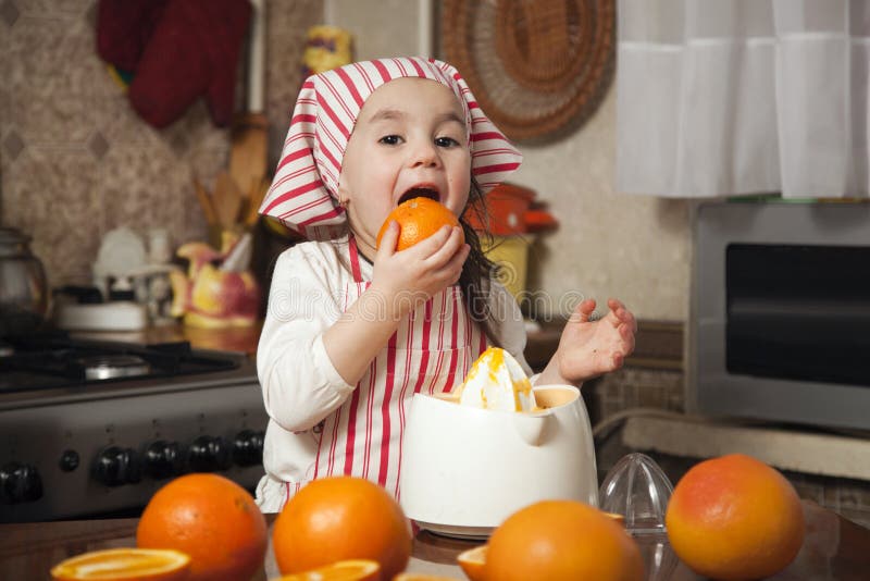Little Girl Making Fresh Juice Stock Photo - Image of enjoying ...
