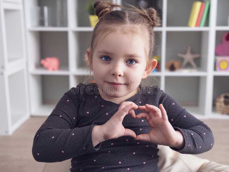 Little Girl Making the Heart with Her Hands Stock Image - Image of hand ...