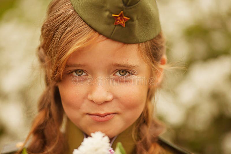 Little Girl in a Military Uniform Stock Photo - Image of festival ...
