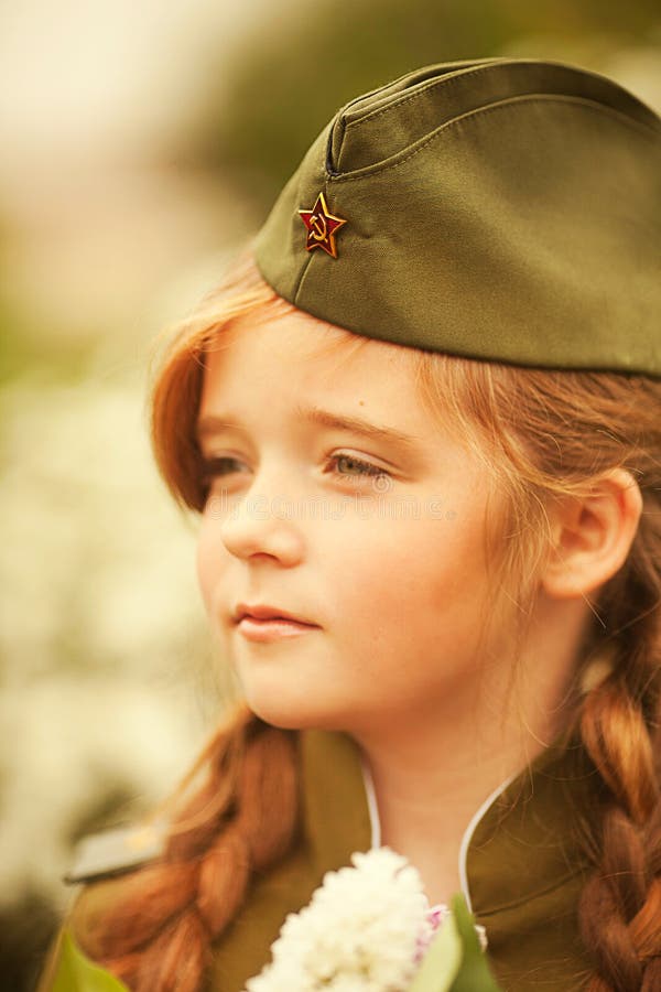 Little Girl in a Military Uniform Stock Image - Image of people, navy ...
