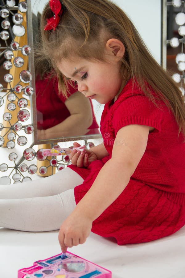 Little girl in Mirror stock photo. Image of girl, laugh - 47466738