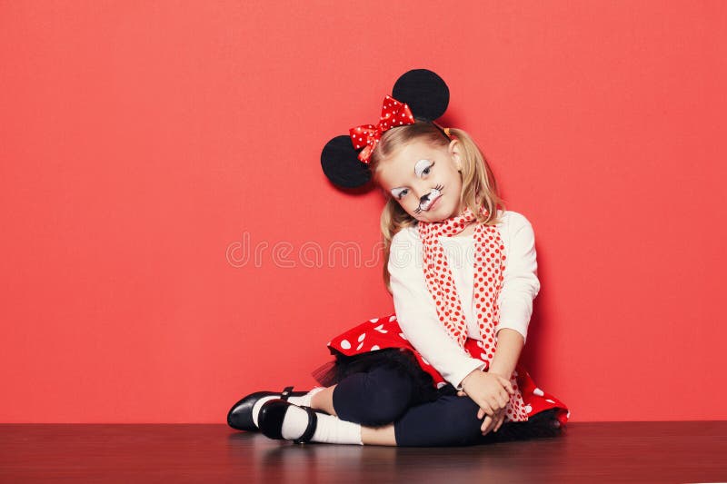 Little Girl with Mouse Mask Stock Photo - Image of adorable, little ...