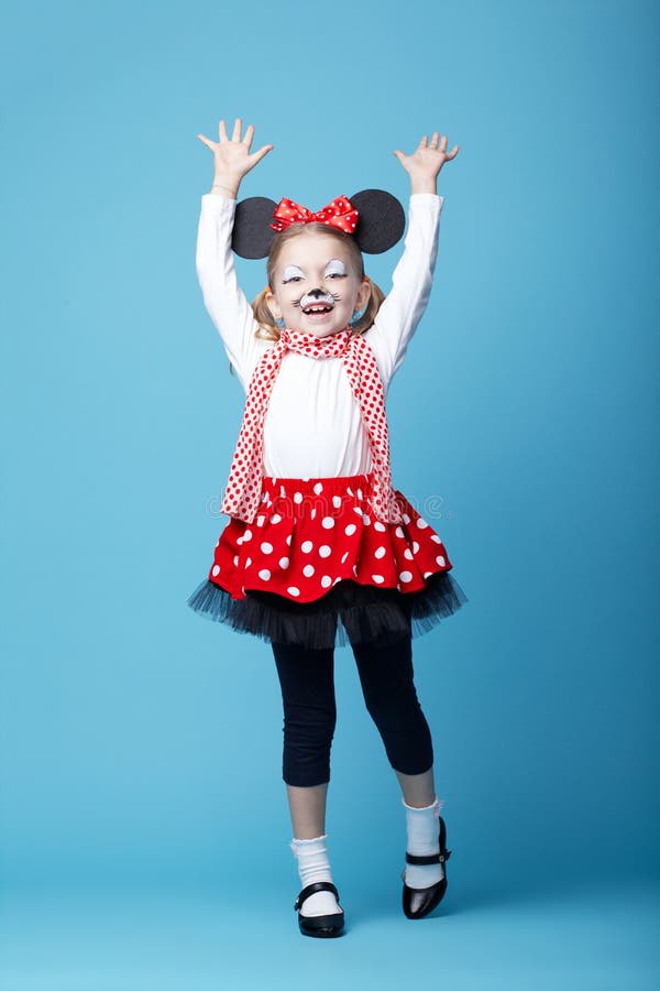 Little Girl with Mouse Mask Stock Image - Image of little, gray: 57453949