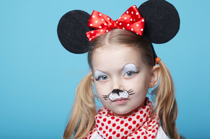 Little Girl with Mouse Mask Stock Photo - Image of mouse, gray: 57454030