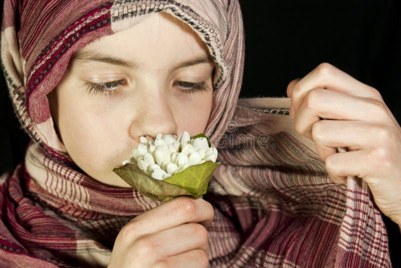 Little Girl Muffled in a Shawl Stock Photo - Image of person, beauty ...