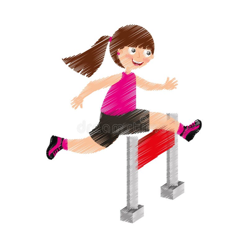 Little Girl in Obstacle Race Stock Vector - Illustration of outfit ...