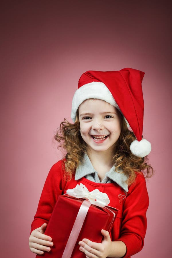 Little Girl Open Red Gift Box Stock Image - Image of gift, caucasian ...