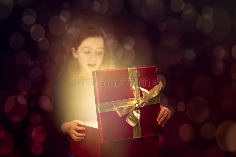 Little Girl Opening a Magic Box Stock Photo - Image of child, beautiful ...