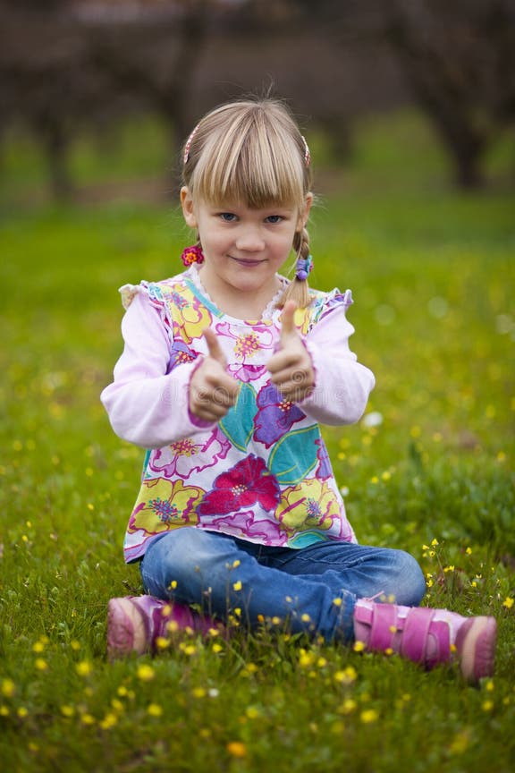 Little girl outdoors stock image. Image of lawn, portrait - 22907771