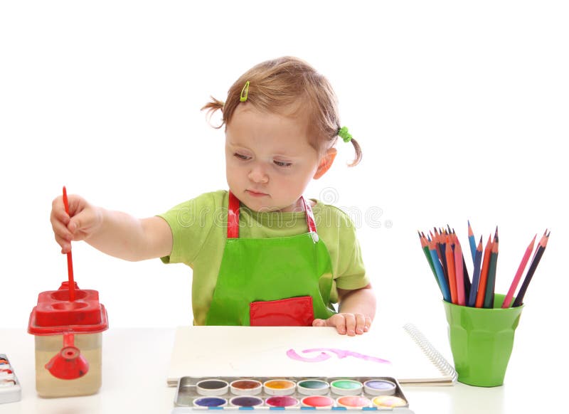 Little girl painting stock image. Image of concentrate - 11132615