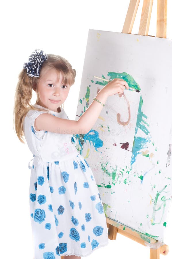 Little girl painting stock photo. Image of happiness - 11304780