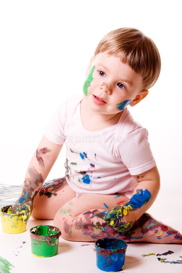 Little Girl Painting stock image. Image of curious, hanker - 4569783