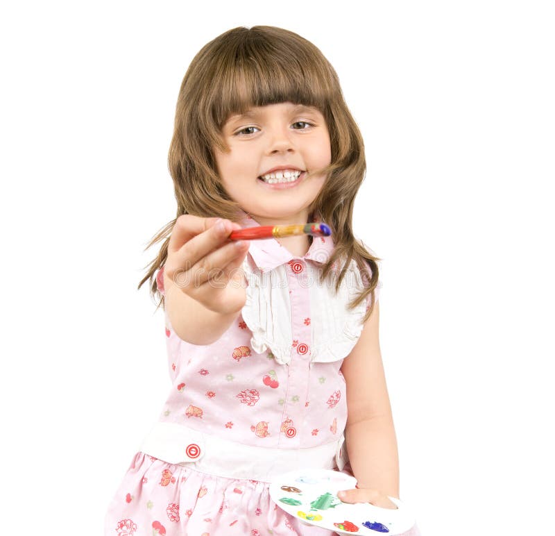 Little girl with palette stock photo. Image of white - 10651134