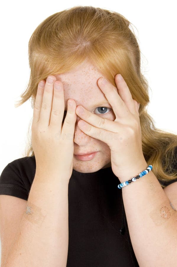 Little girl is peaking stock image. Image of play, hand - 6123621